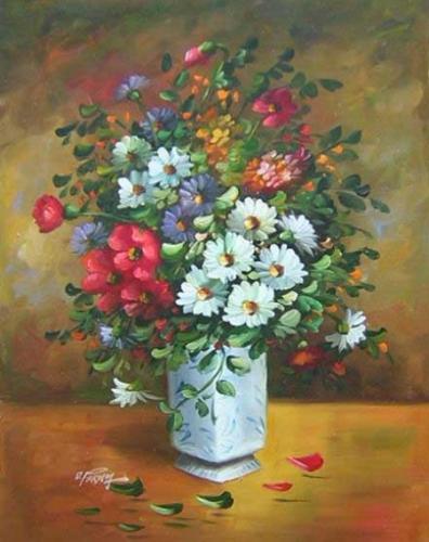 Kytice lučních květů - Ručně malavaný obraz | e-obrazy.cz